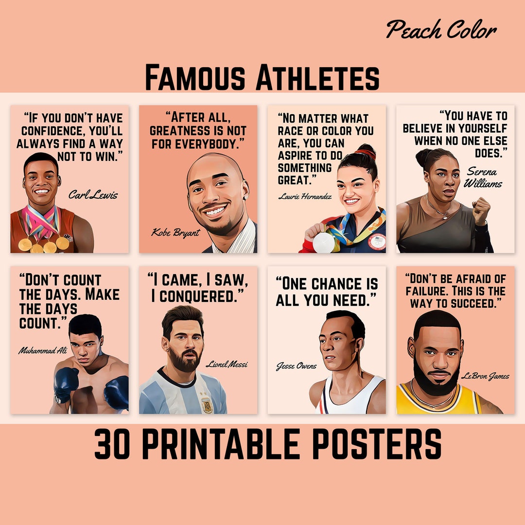 Famous Athletes Posters – Printable Motivational Quotes (digital ...