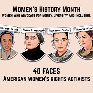 Women's History Month Classroom Decor,40 Faces, American Women's Rights ...