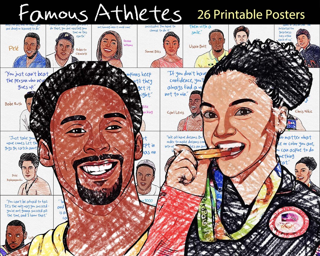 Athletes Posters - 26 Printable Sports Posters, Elementary Classroom ...