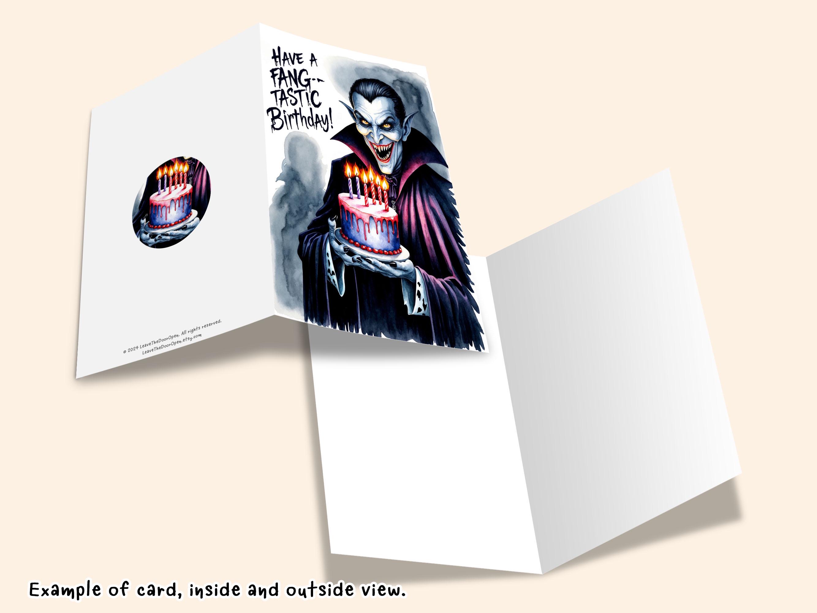 Vampire Birthday Card With Lit Cake have a Fang-tastic Birthday ...