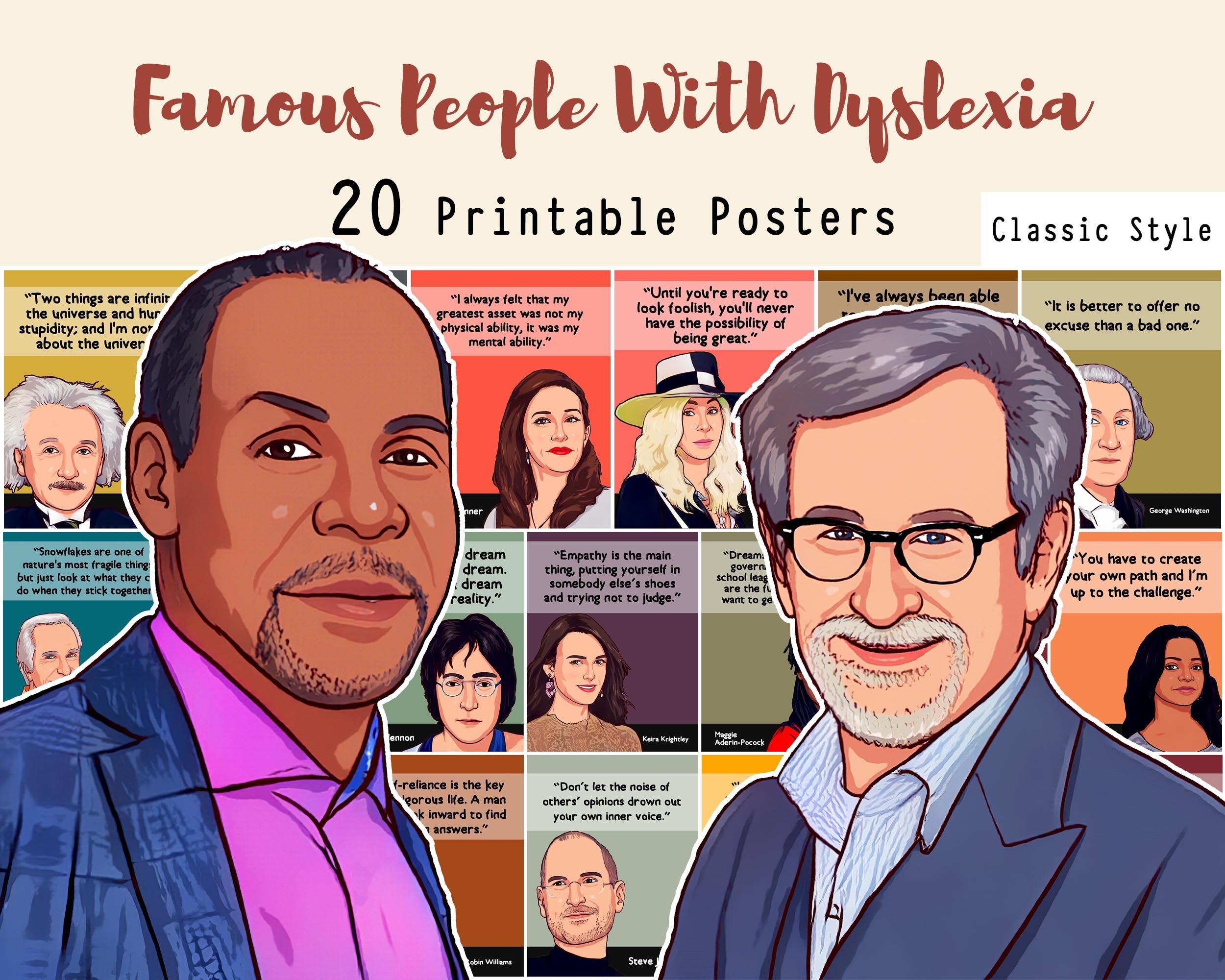 Famous People With Dyslexia, 20 Printable Quote Posters,dyslexia ...