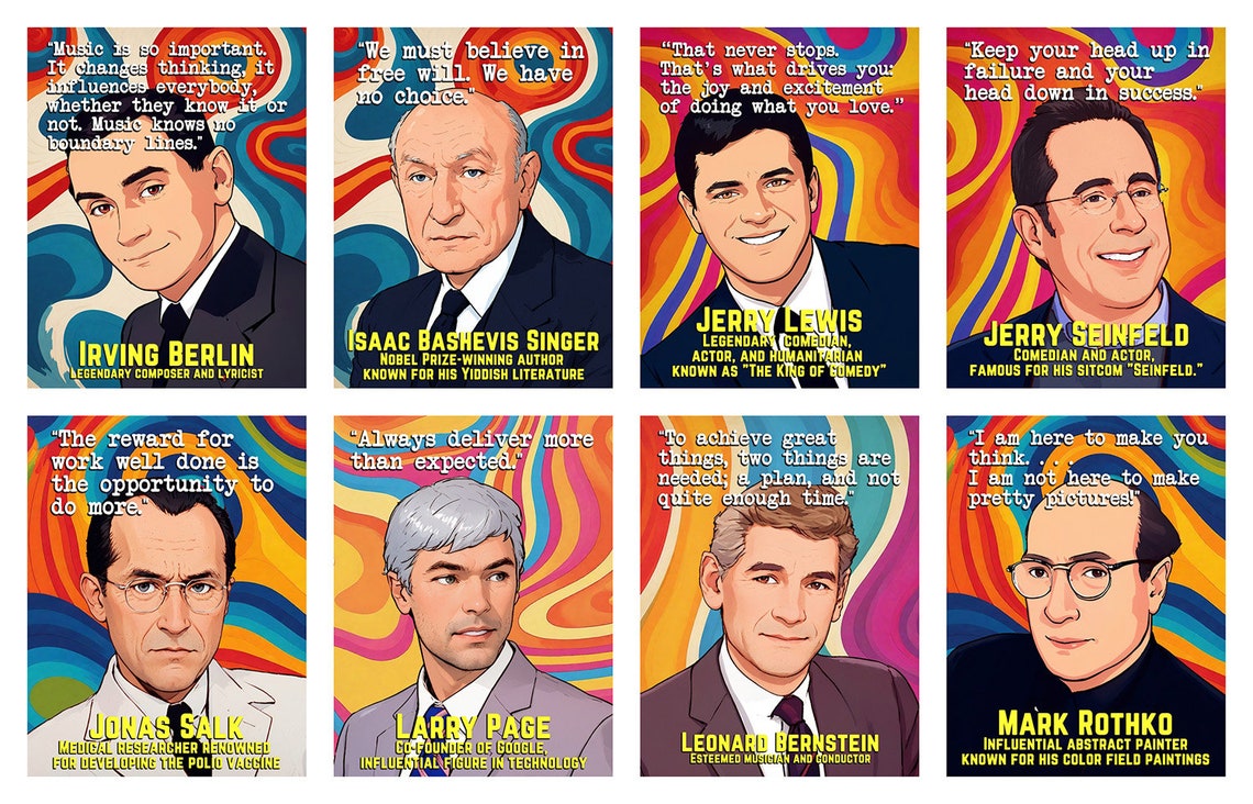 Iconic Jewish American Heritage Month Poster Set: 28 Quotes & Vector ...