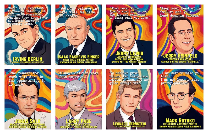 Iconic Jewish American Heritage Month Poster Set: 28 Quotes & Vector ...