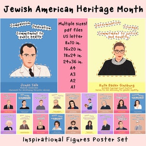 Jewish American Heritage Month Poster Set 20 Inspirational Figures for ...