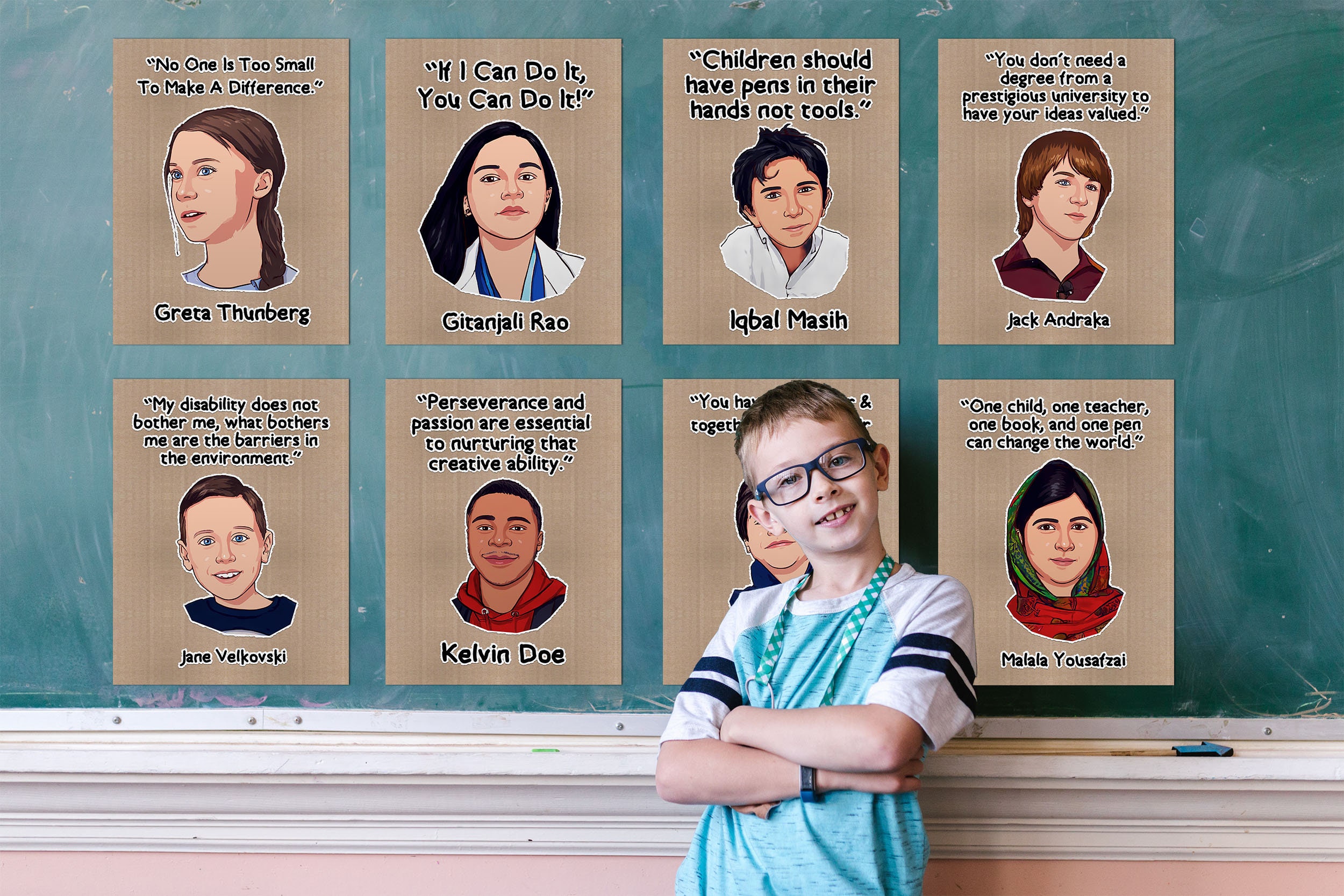 Torn Paper Style 28 Kids Who Changed the World, Printable Classroom ...