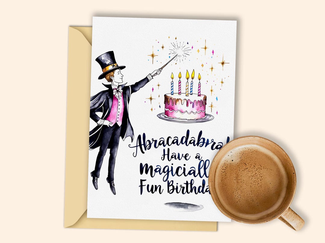 Magician Birthday Card Digital Download abracadabra Magical Fun ...