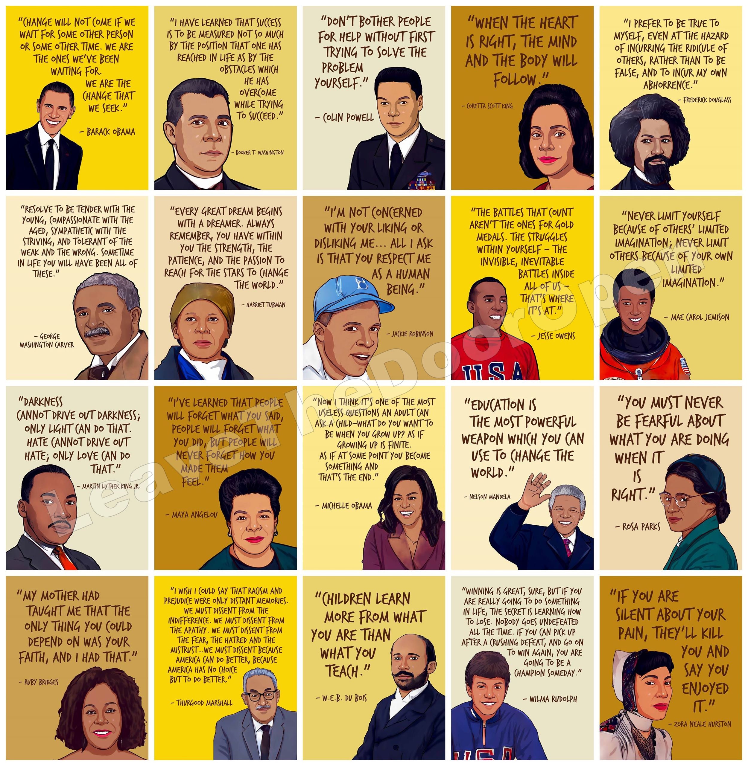 Golden Black History Month, 20 Printable Posters,teacher Wall Art ...
