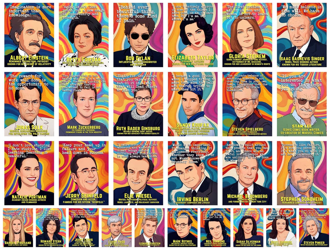 Iconic Jewish American Heritage Month Poster Set: 28 Quotes & Vector ...