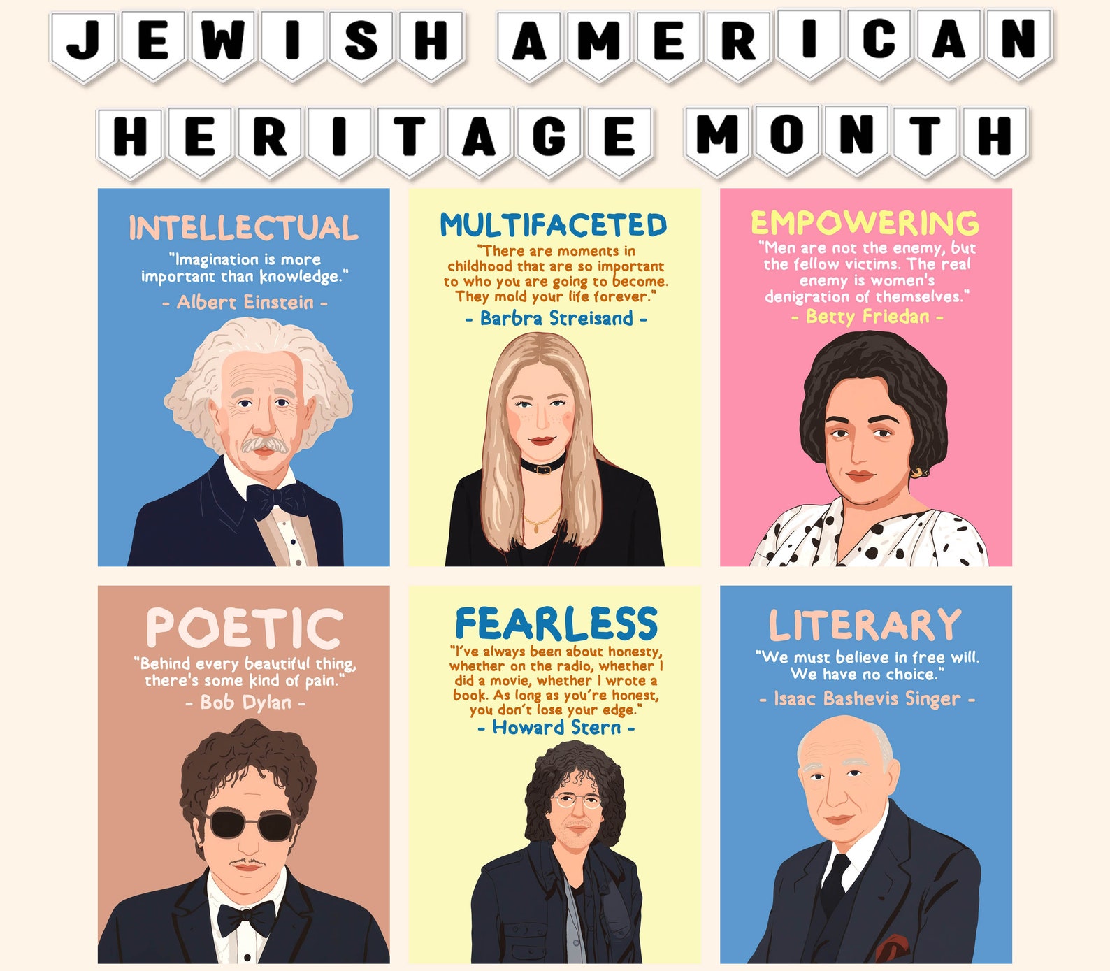 Jewish American Heritage Month Poster Set 20 Quotes From Icons for ...