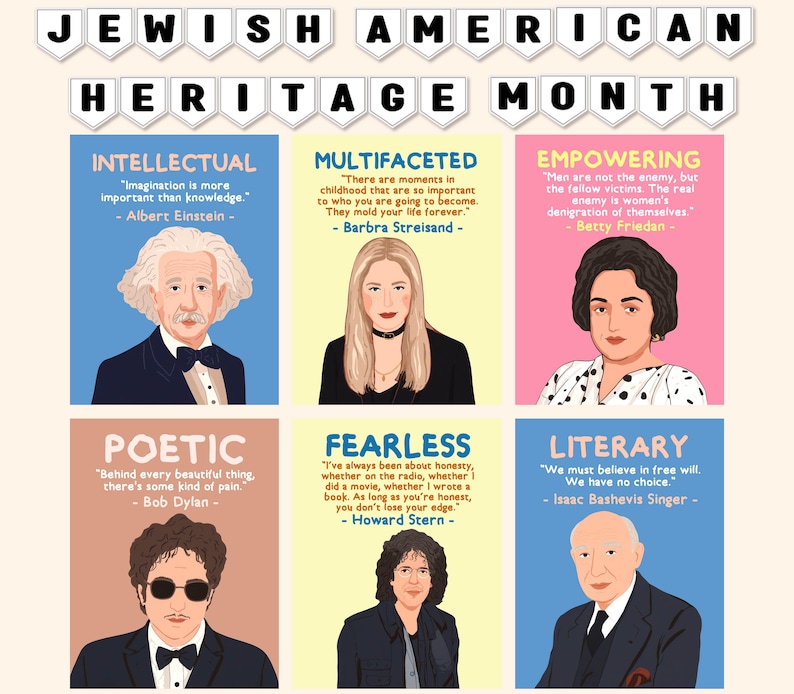Jewish American Heritage Month Poster Set 20 Quotes From Icons for ...