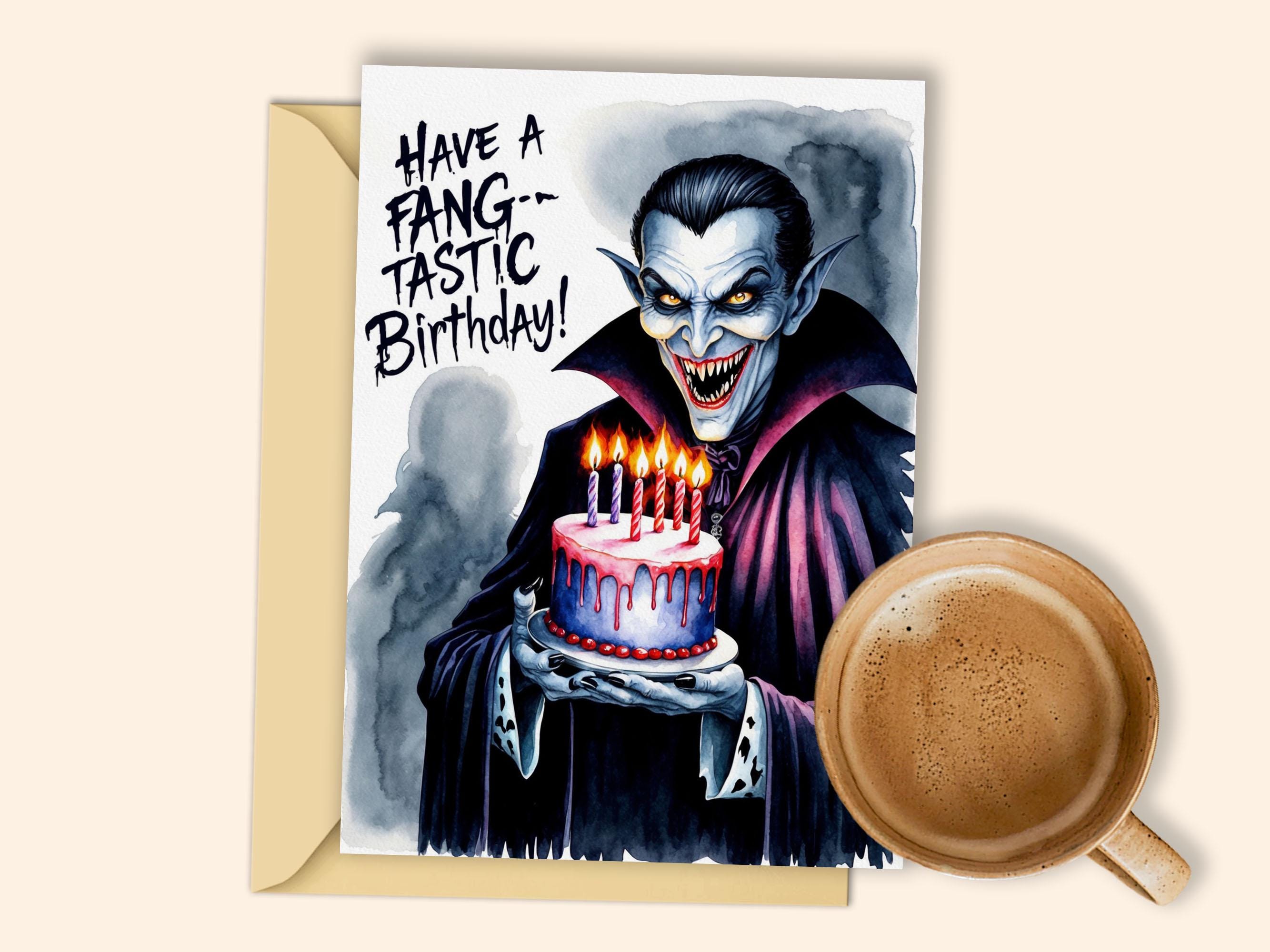 Vampire Birthday Card With Lit Cake have a Fang-tastic Birthday ...