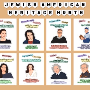 Jewish American Heritage Month Poster Set - 20 Inspirational Icons for ...