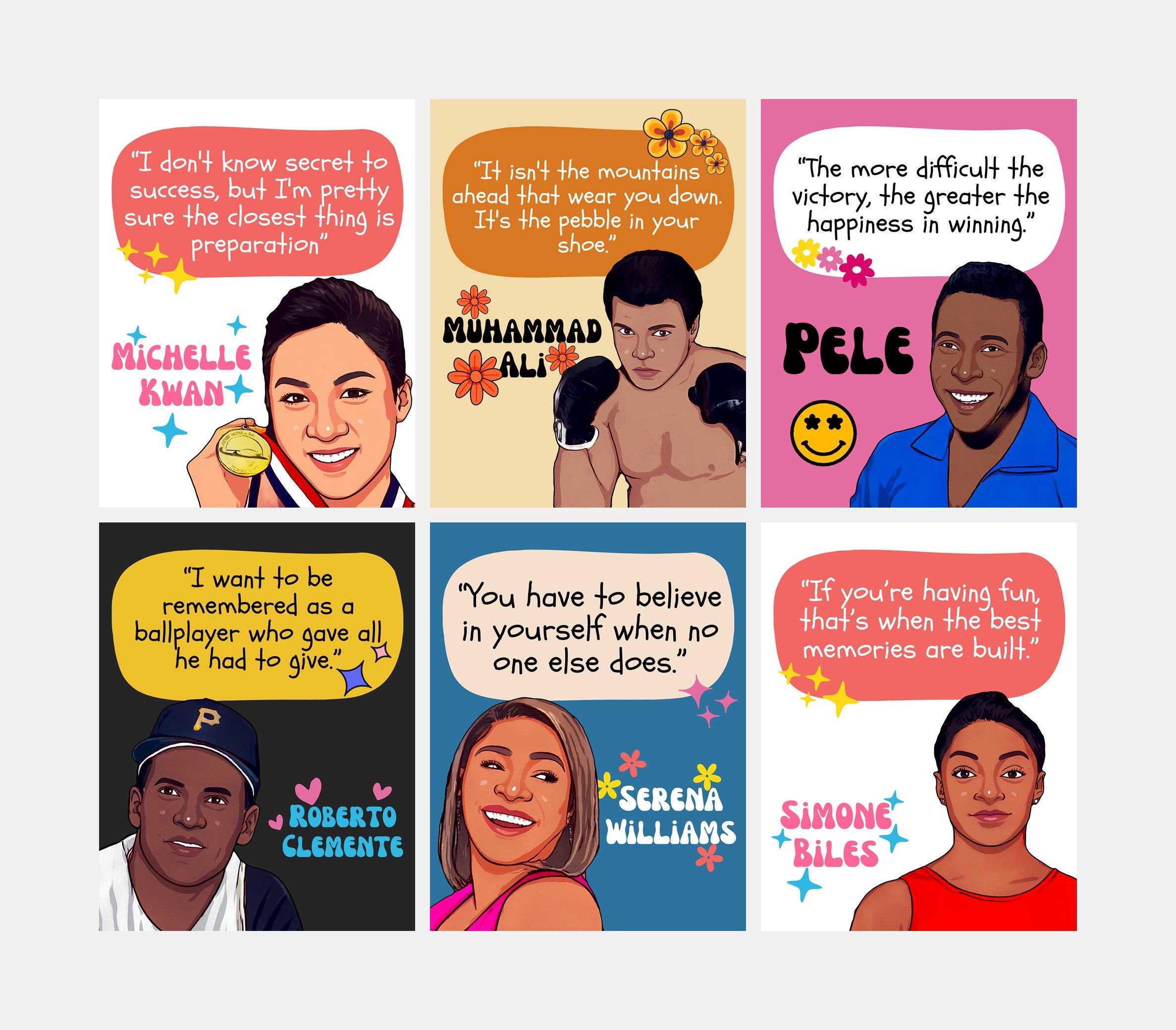 Famous Athletes Posters 25 Printable Posters, Groovy Decor, Editable ...