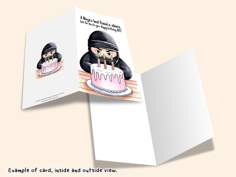 Ninja Birthday Card Digital Download - "silence is Golden" Best Friend ...