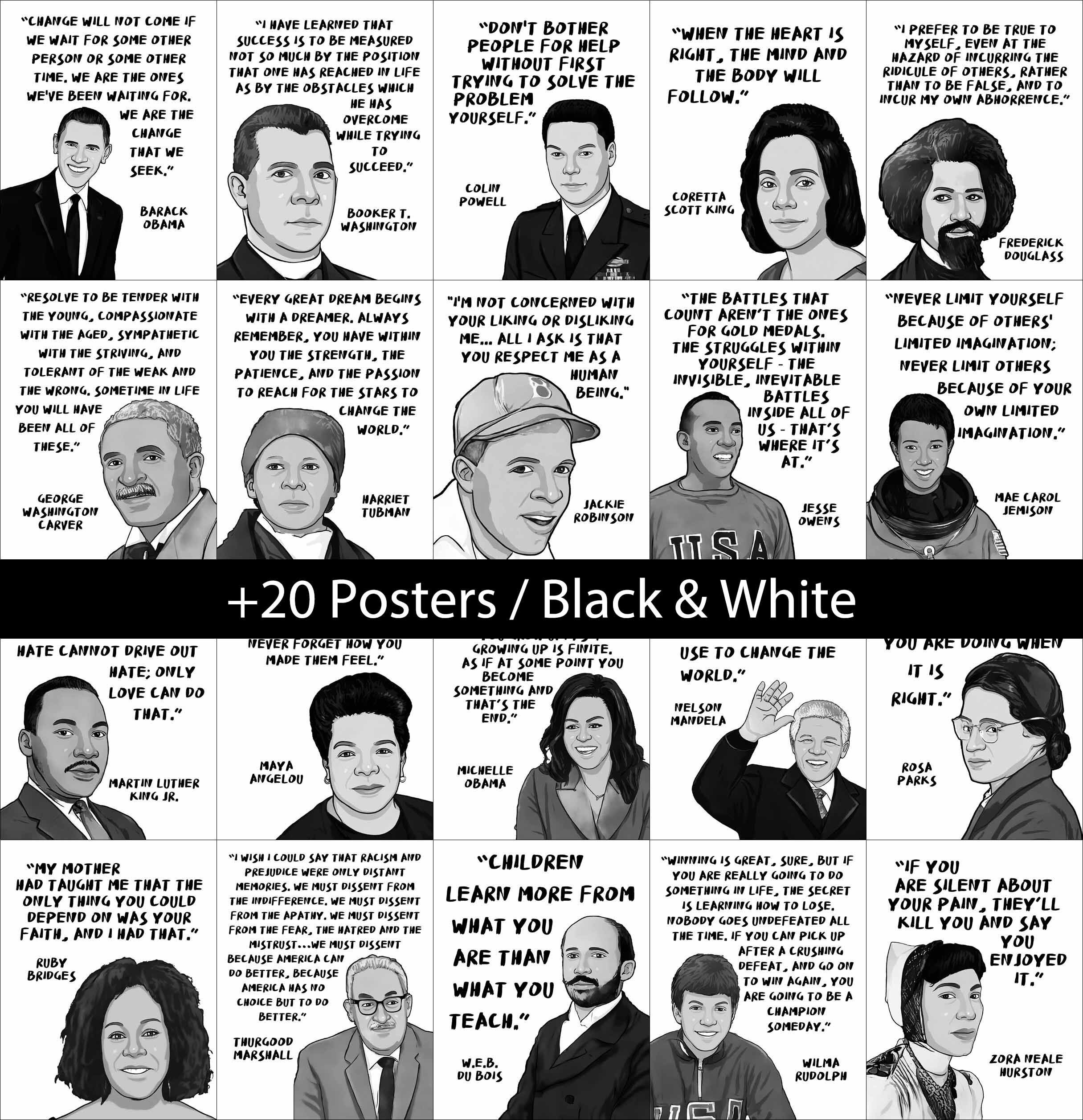 Black History Month Posters / 20 Printable Posters, Teacher Wall Art ...