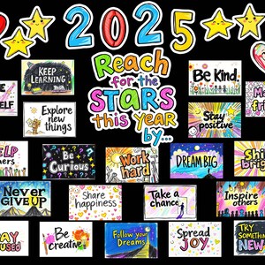 Motivational Bulletin Board Kit - Classroom New Year 2025 Decor ...