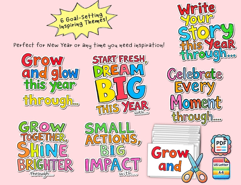 New Year 2026 Bulletin Board Kit – Classroom Goal Setting (PDF Files ...