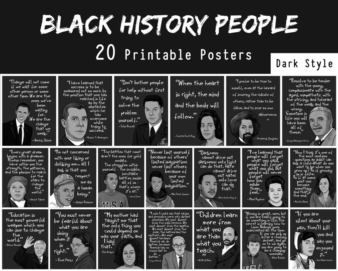 Dark Style, Famous People, Black History Month, 20 Classroom Posters ...