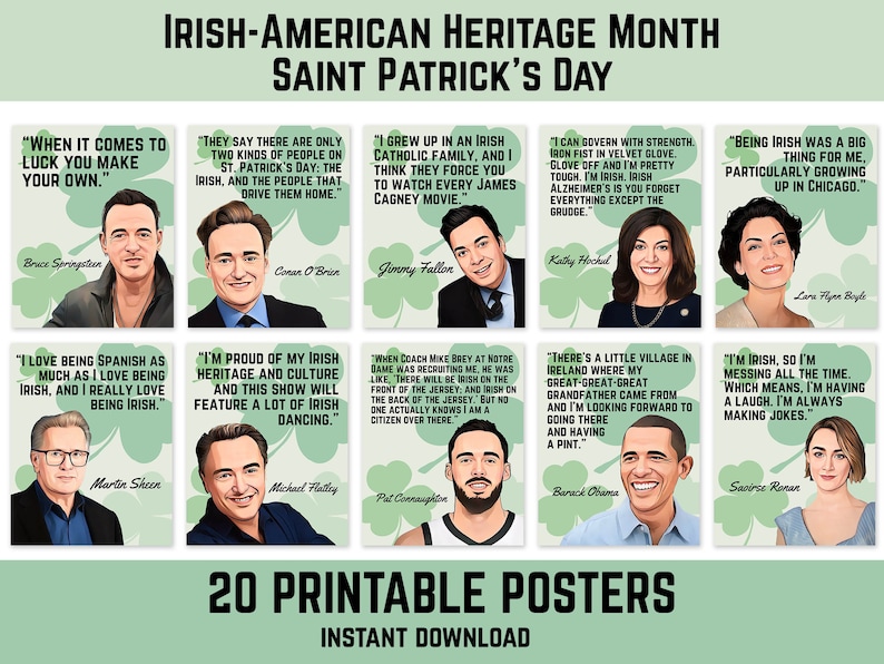 20 Famous Irish Americans Quotes, Irish American Heritage Month, Saint ...