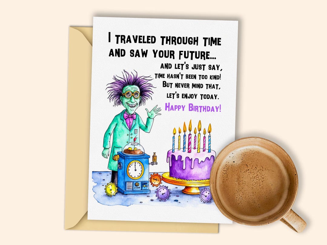 Mad Scientist Birthday Card: Time Travel Fun With Quirky Digital ...