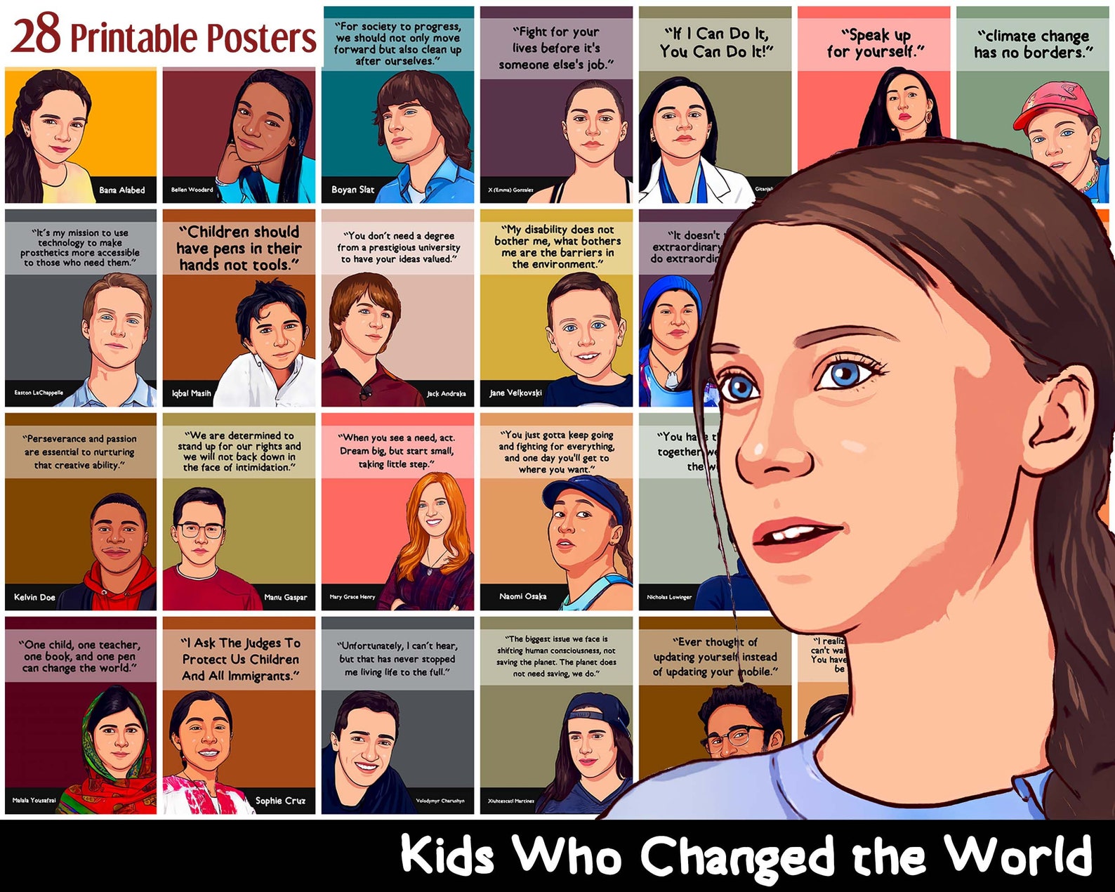 28 Kids Who Changed the World, Printable Classroom Posters, Influential ...