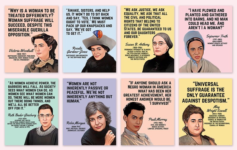 Women's History Month Posters Decor, Bulletin Board Display, American ...