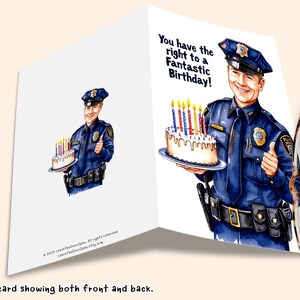 Police Officer Birthday Card With Badge and Cake - Digital Download for ...