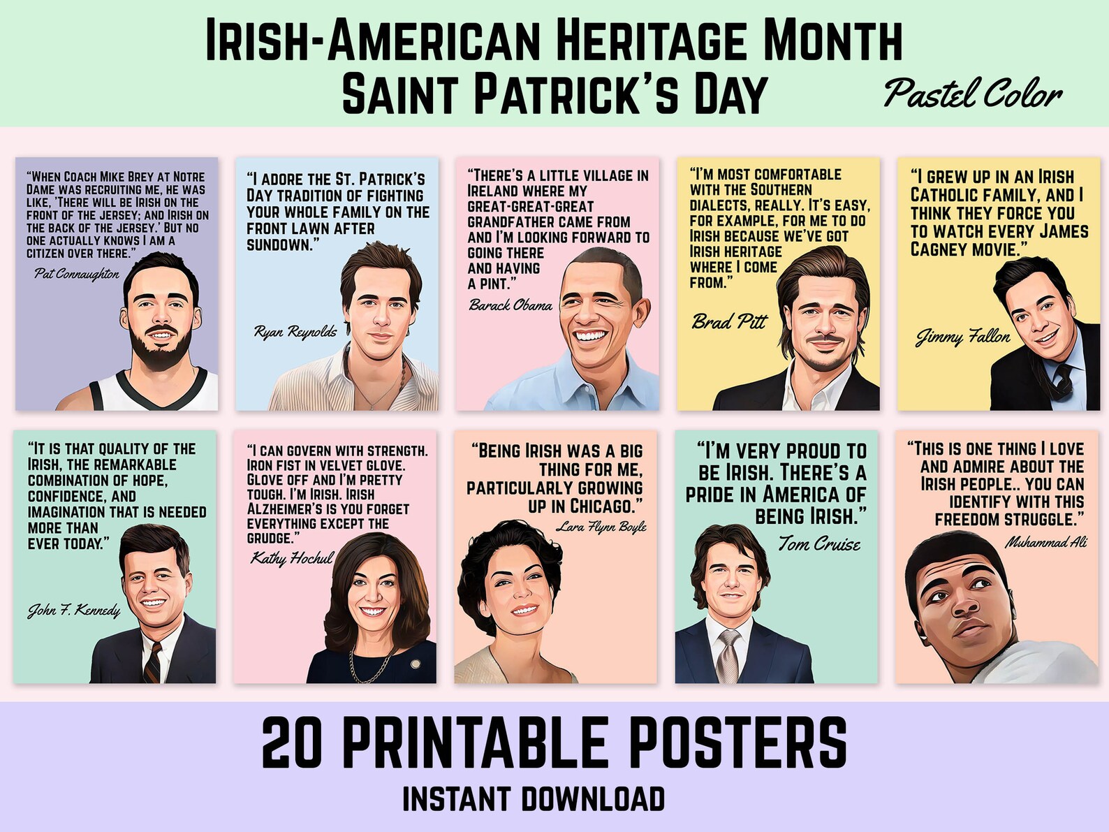 20 Famous Irish Americans Quotes, Irish American Heritage Month, Saint ...
