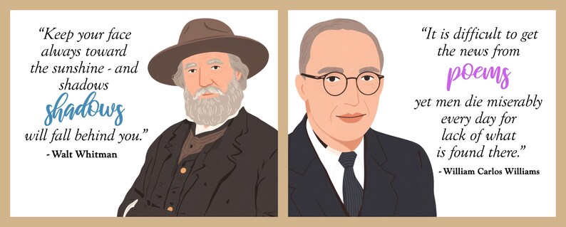 National Poetry Month Bulletin Board, 20 American Poets, Famous Quotes ...