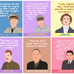 Military Heroes Poster Set - Inspiring Quotes for Classroom Decor ...
