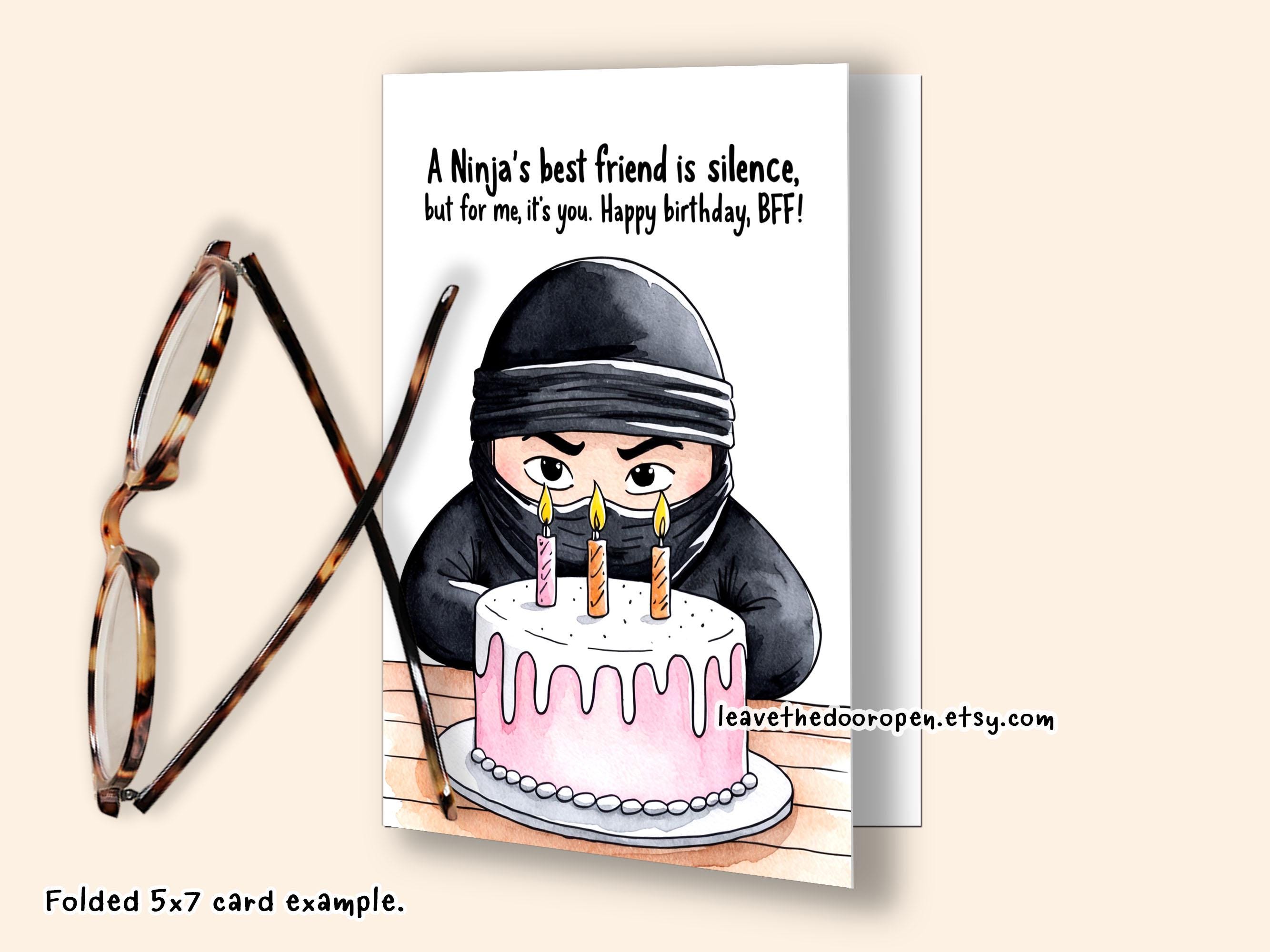 Ninja Birthday Card Digital Download - "silence is Golden" Best Friend ...