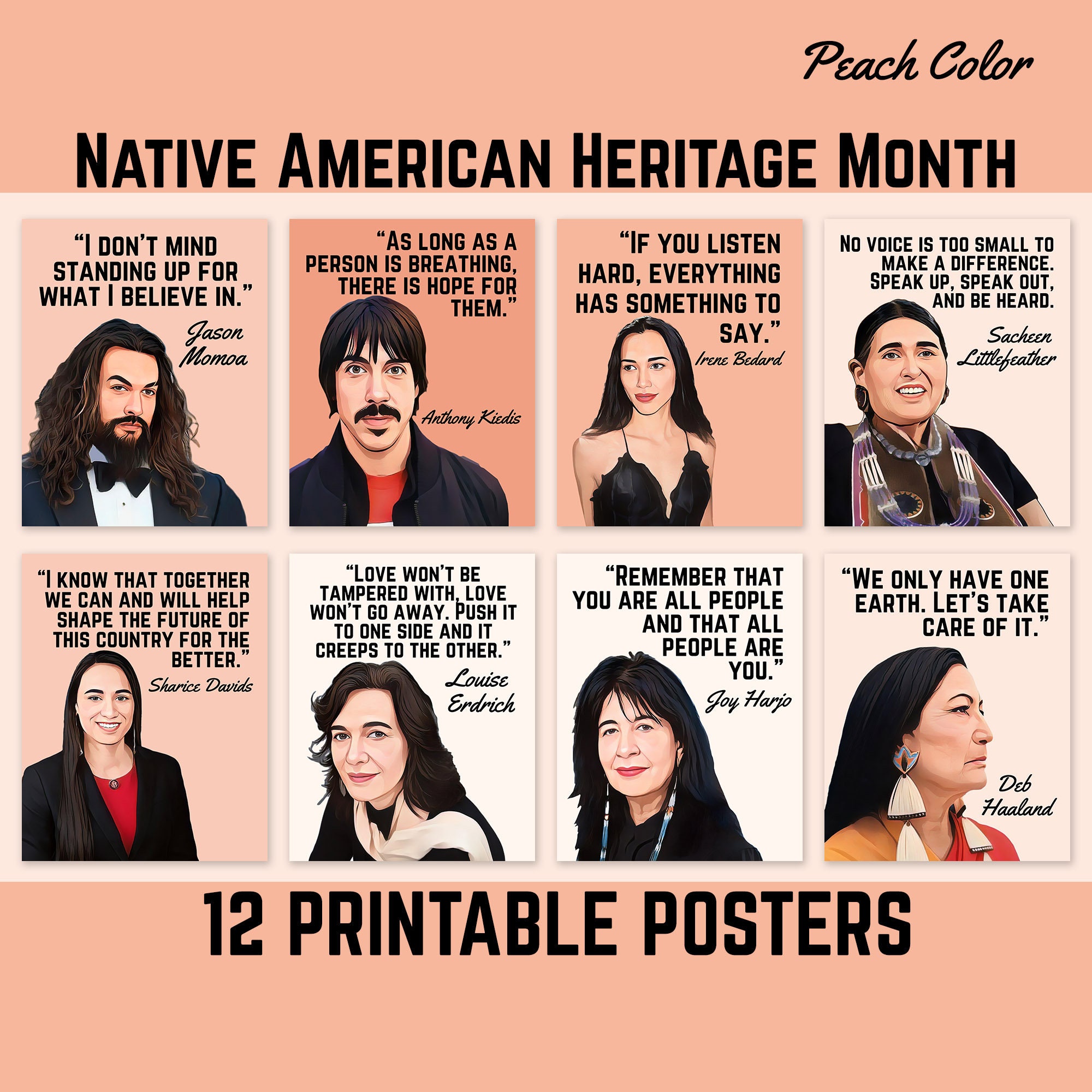 Famous Native American Leaders, Printable Indigenous Posters, National ...