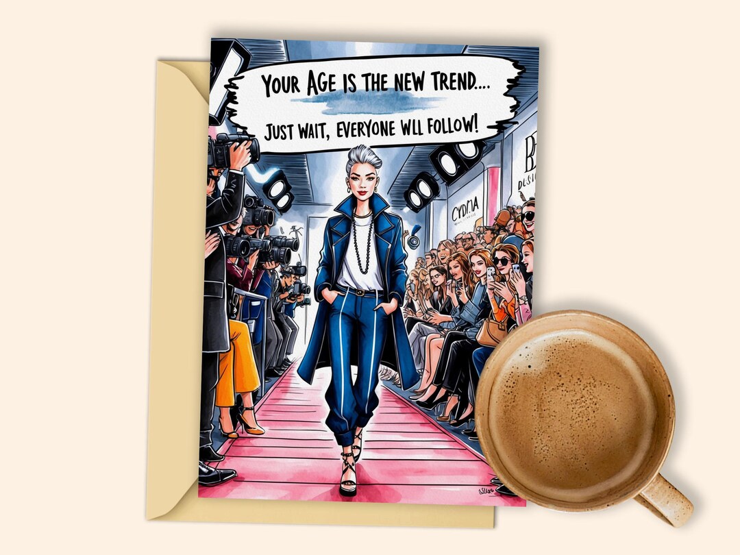 Birthday Card for Fashionistas Printable - Stylish Runway Scene With ...