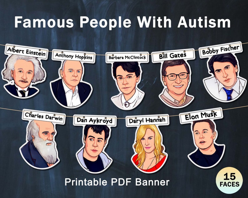 15 Faces,famous People With Autism,autism Awareness Day,classroom Decor ...