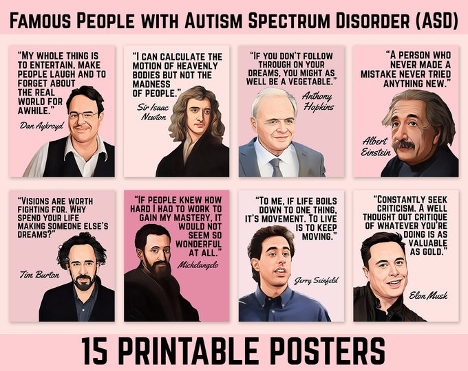 Famous People With Autism Posters, Motivational Quotes (PDF Printable ...