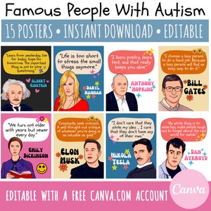 Famous People With Autism,15 Printable Posters, Autism Awareness Day ...