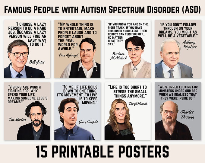 Famous People With Autism Printable Posters, Motivational Quotes ...