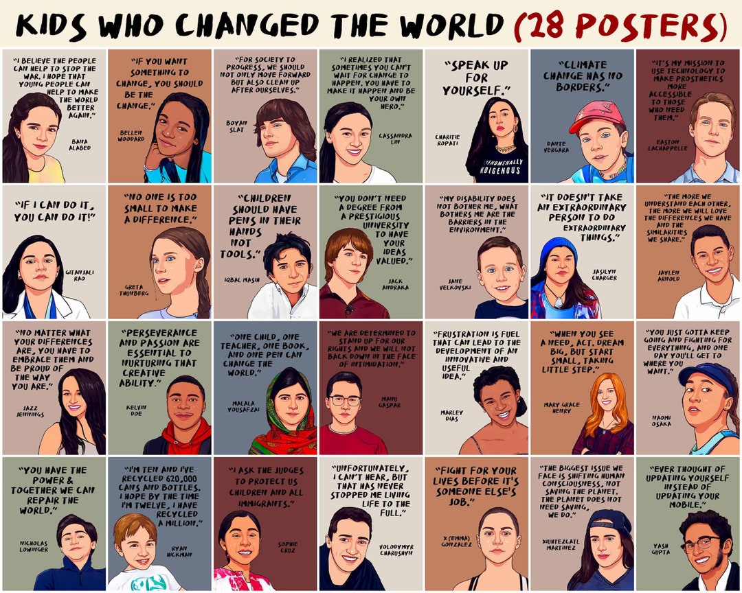 Earthy - 28 Kids Who Changed the World, Printable Classroom Posters ...