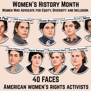 Women's History Month Classroom Decor,40 Faces, American Women's Rights ...