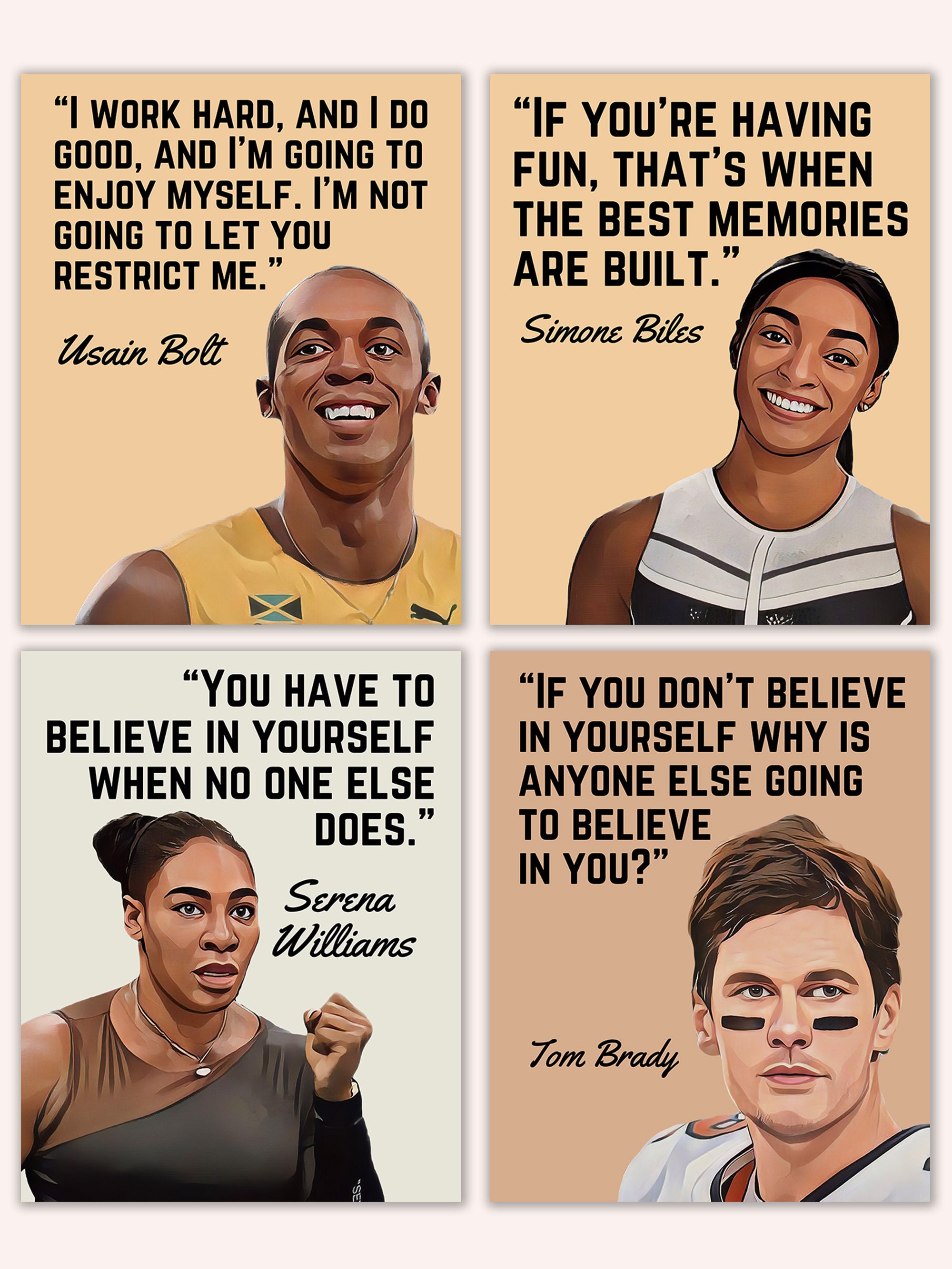 Famous Athletes Posters – Motivational Quotes, Boho Style (digital ...