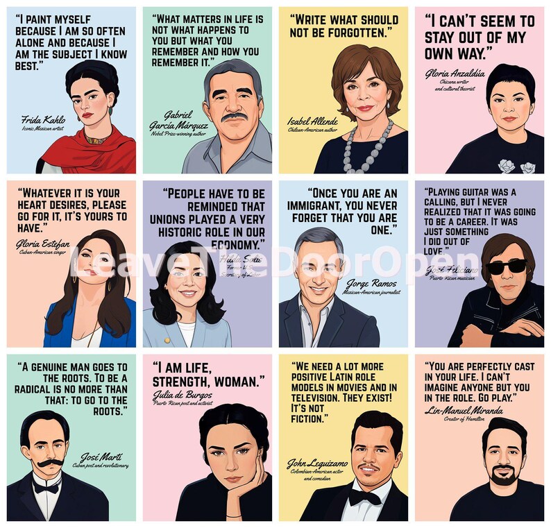 44 Iconic Hispanic Leaders Posters Set, Pastel Theme, National Hispanic ...