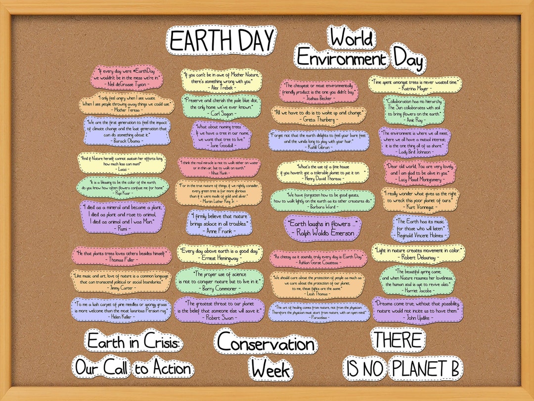 Earth Day Quotes Bulletin Board Kit, World Environment Day ...