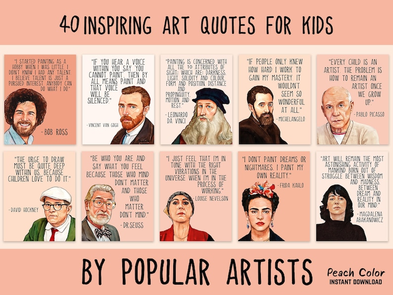 40 Art Quotes for Kids by Famous Artists Bulletin Board Classroom ...