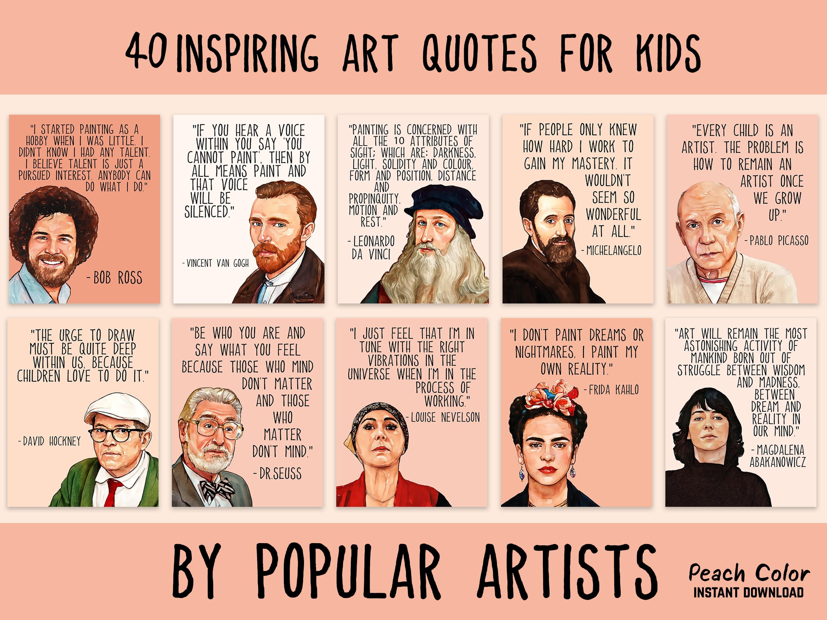 40 Art Quotes for Kids by Famous Artists Bulletin Board Classroom ...