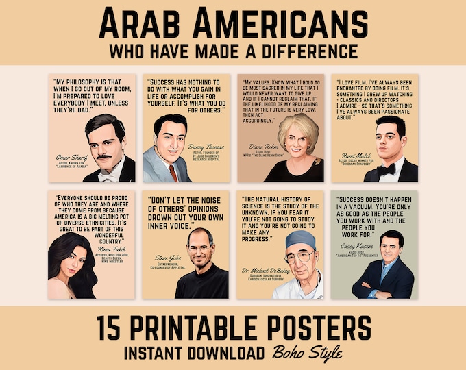 Arab American History Month Posters, Notable Figures, Boho Style (PDF ...