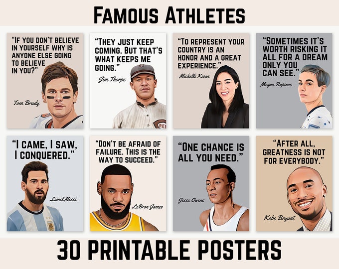 Famous Athletes Posters – Inspirational Sports Quotes (digital Download ...