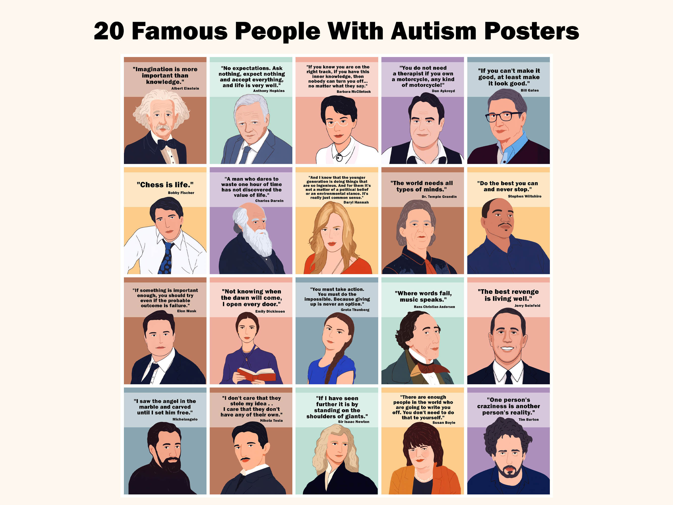 Various Sizes Famous People With Autism Posters, National Autism ...