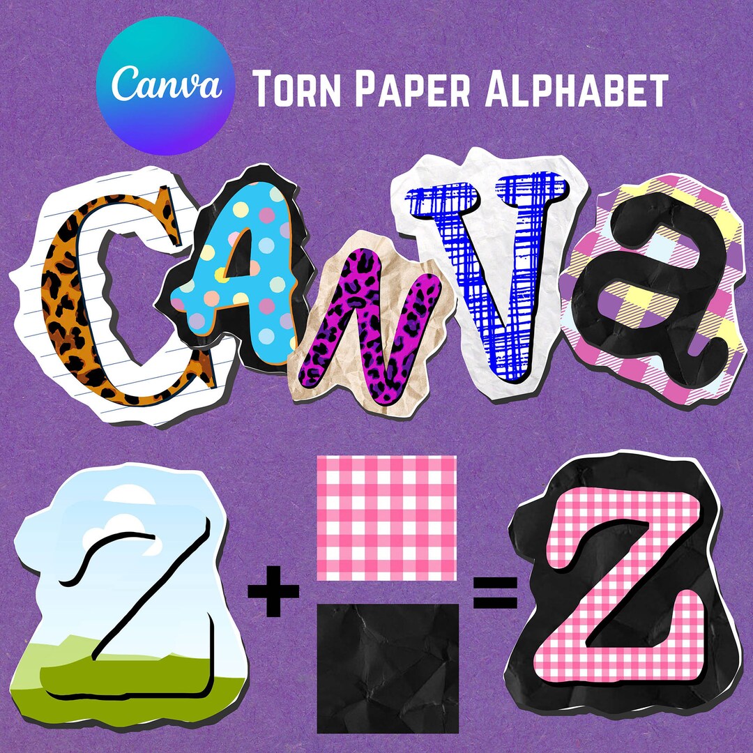 Canva frame Torn Paper Alphabet, Digital letters, Number, Symbol ...