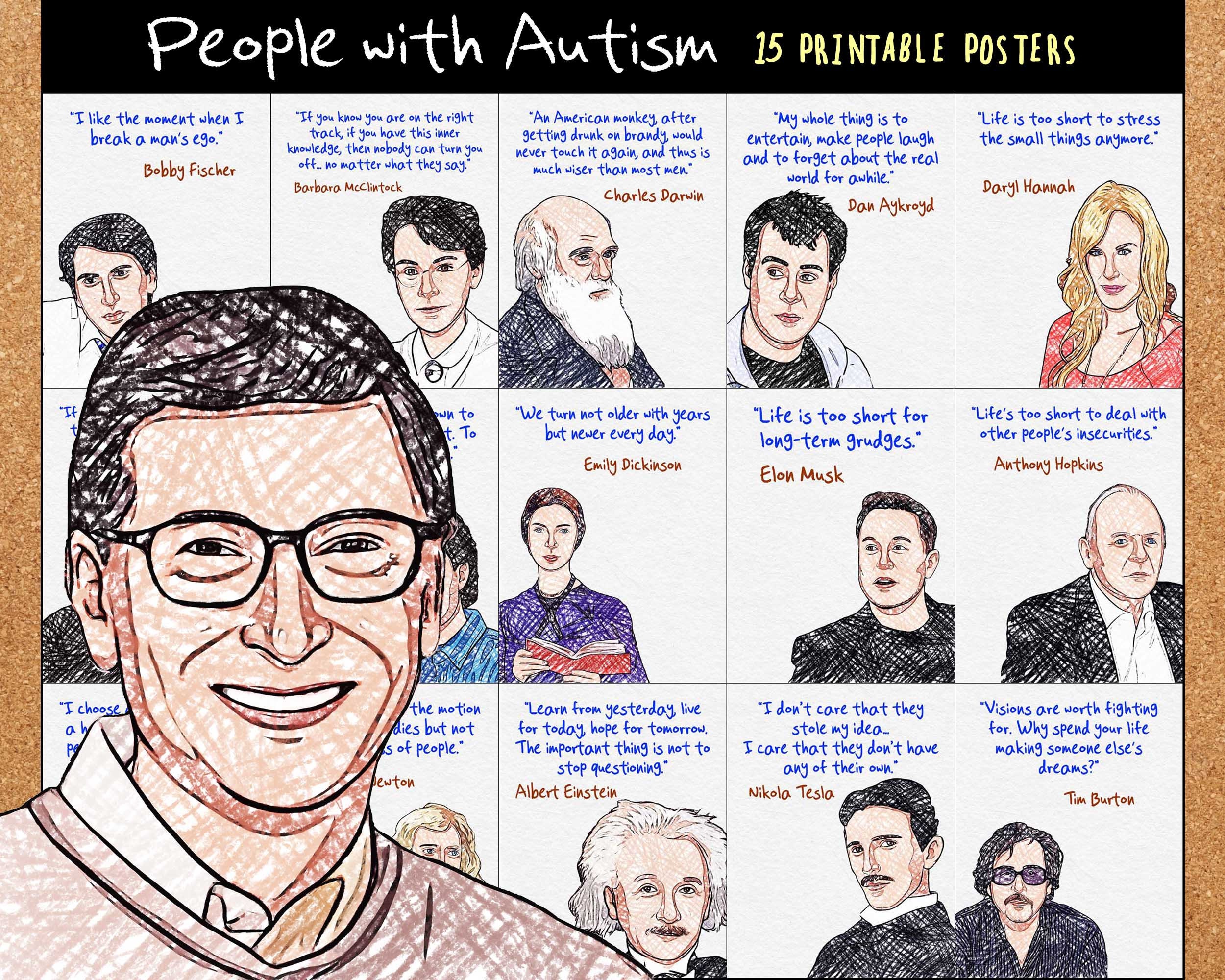 Famous People With Autism,15 Printable Posters, Autism Awareness Day ...