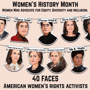 Women's History Month Classroom Decor,40 Faces, American Women's Rights ...